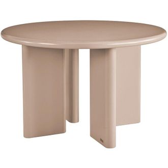 Vente-Unique Table &agrave; manger ronde 4 personnes en MDF - Marron - LUKAVO