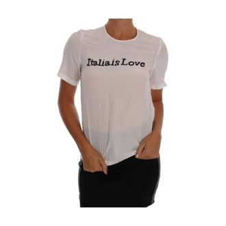 Dolce & Gabbana Italia Is Love Bluse - - Tops - Damen - Wei&szlig; - 2XS