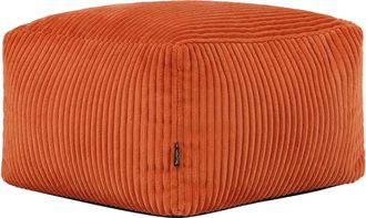 Icon Brand Amara Hocker, Orange, Flauschiger Cord Stoff, Sitzsack Cord, Sitzpuff Hocker mit F&uuml;llung, Fu&szlig;hocker f&uuml;r das Wohnzimmer, Deko Wohnzimmer
