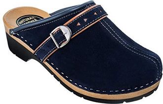 Estro & Luminara Sabots Femme en Cuir Chaussures H&ocirc;pital Mules Femmes Sabots Orthop&eacute;diques CDL05 (Bleu Fonc&eacute;, 40)