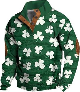 Generic Pull pour homme sans capuche Sweat-shirt &agrave; manches longues T-shirt dext&eacute;rieur avec 1/4 bouton Pull de transition Col montant Haut confortable Pull dou