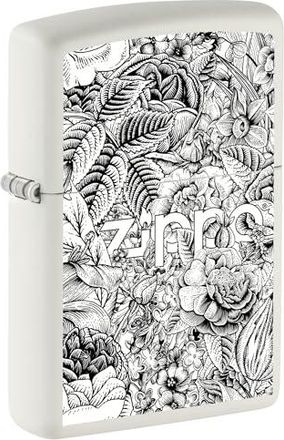 Zippo Sturmfeuerzeug - Zippo Flowers, White Matte, Color Image - Nachf&uuml;llbar - Wiederverwendbar - Windfestes Design - Geschenkbox - Made in USA