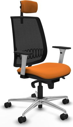 Piqueras y Crespo Schreibtischstuhl Orange Alares mit wei&szlig;en und schwarzen Armlehnen, h&ouml;henverstellbare Lendenwirbelst&uuml;tze und h&ouml;henverstellbares Kopfteil, Schwarz/Oran