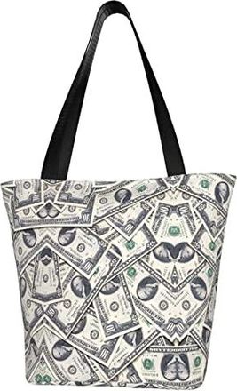 AOOEDM Dollar Money sac d&eacute;picerie r&eacute;utilisable sac &agrave; provisions sac &agrave; bandouli&egrave;re d&eacute;contract&eacute; sac &agrave; main pour hommes femmes sac de march&eacute; ECO sac de plage fo
