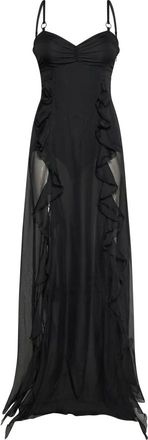 John Richmond Femme, Robes, Noir, Taille: 38 FR Long Dress with Sheer Inserts