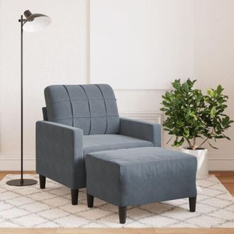 vidaXL Sessel mit Hocker Dunkelgrau 60 cm Samt Vidaxl