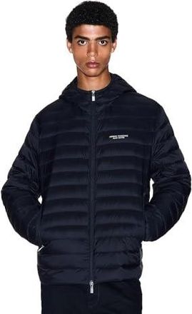 A|X Armani Exchange Essential, Long Sleeve Padded Side Lettering Logo Veste, Bleu fonc&eacute;, L Hommes