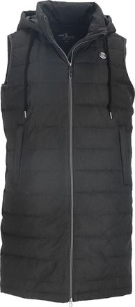 Blue Wave Damen Steppweste lang Nathalia mit abnehmbarer Kapuze - Gesteppte Longweste in Melange-Optik in Anthrazit Gr&ouml;&szlig;e 46