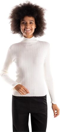 Marella Femme, Pulls, Beige, Taille: 42 FR Pull côtelé crème coupe slim