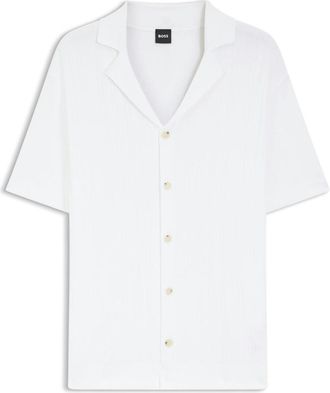 HUGO BOSS Kurzarm-Strickhemd aus Baumwolle in