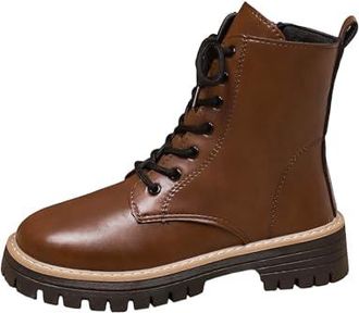 Generic Bottines d&eacute;contract&eacute;es et confortables pour femme - Style classique et &eacute;l&eacute;gant - Talon &eacute;pais - Fermeture &eacute;clair lat&eacute;rale - Antid&eacute;rapantes - Lacets quo