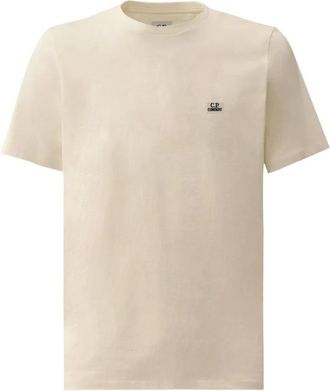 C.P. Company C.p. Company, Homme, Tops, Blanc, Taille: XL T-Shirt 30/1 avec &eacute;cusson logo