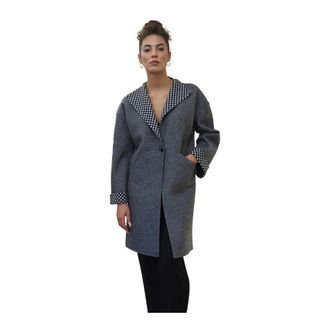 Alessia Santi Grauer Hahnentritt-Mantel - - Coats - Damen - Blau - M