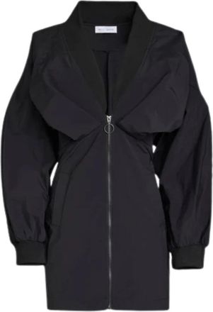 Weili Zheng Femme, Robes, Noir, Taille: 42 FR Robe Courte en Nylon avec Fermeture &Eacute;clair et D&eacute;tails C&ocirc;tel&eacute;s