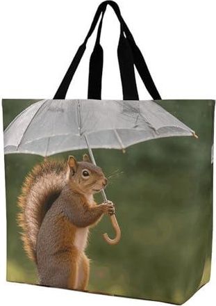 Generic Un &Eacute;cureuil Tient Un Parapluie Sac A Main Femme L&eacute;ger Tote Bag Grand Sac Cabas Pour Travail Shopping Voyage