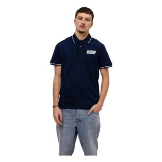 Versace Jeans Couture Polohemd mit quadratischem Logo-Print - - Tops - Herren - Blau - S