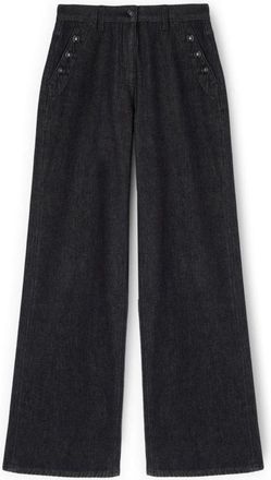 Motivi Femme, Jeans, Bleu, Taille: 42 FR Jean Palazzo avec Boutons D&eacute;coratifs