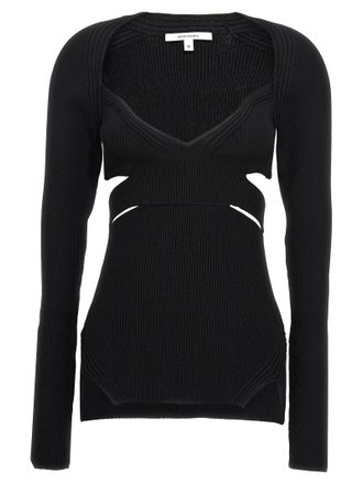 Nensi Dojaka Cut-Out Ribbed Viscose Sweater - Black
