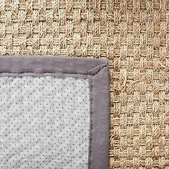 Safavieh Naturfaser Teppich f&uuml;r Wohnzimmer, Esszimmer, Schlafzimmer - Natural Fiber Collection, Kurzer Flor, Nat&uuml;rlich und Schwarz, 244 X 305 cm