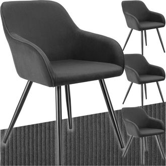 TecTake Tectake - Lot 4 chaises élégantes aspect corde forme ergonomique anthracite/noir