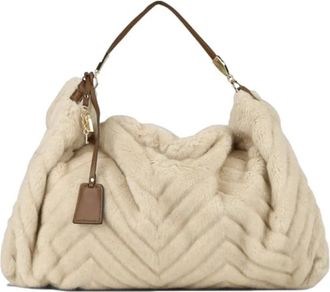 Liu Jo Sac &agrave; bandouli&egrave;re en fausse fourrure Chevron - Femme - Sacs - Beige - Taille: ONE Size