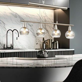 Globo Lighting Hängeleuchte Pendelleuchte Esstisch höhenverstellbar Esszimmerlampe Glas led Hängeleuchte 4 flammig, Zugpendel, 4x 4W 4x 400 lm 3000K, LxH 60 x 160 cm