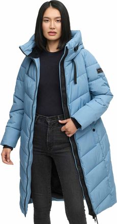 Navahoo Damen Winterjacke (XS-3XL) - Wasserabweisend, zum Teil mit Teddyfell, 4 Taschen, Steppmantel mit Kapuze, Warme Jacke Frauen - N009 (XXL, Powder-Blue)