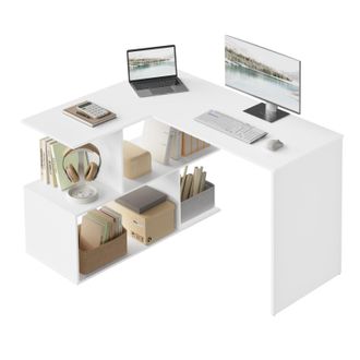 Woltu Schreibtisch L Form, Eckschreibtisch mit Stauraum, 120x100cm, B&uuml;rotisch, Computertisch mit Ablagef&auml;chern, PC Tisch, Winkelschreibtisch, Arbeitstisch f