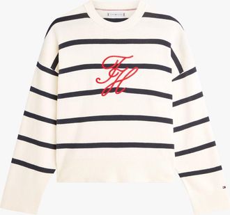 Tommy Hilfiger Pull logo &agrave; rayures en coton