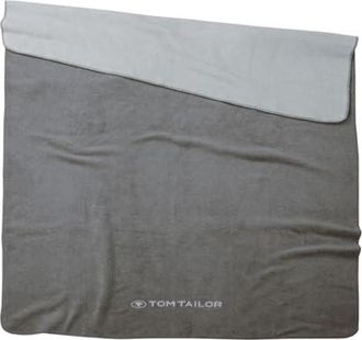 Tom Tailor Jacquard Decke, 150x200 cm, 58% Baumwolle, 32% Polyacryl, 10% Polyester/ Jacquard, mit Wendemotiv, Kettelnaht und gewebtem Logo, JACQUARD BLANKET Grau