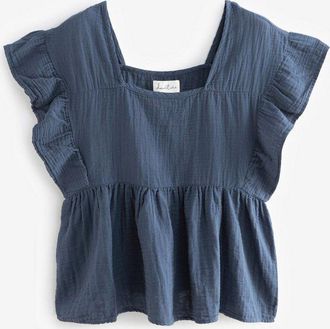 Next Blusentop Oberteil in Knitteroptik mit Rüschenärmeln (1-tlg)