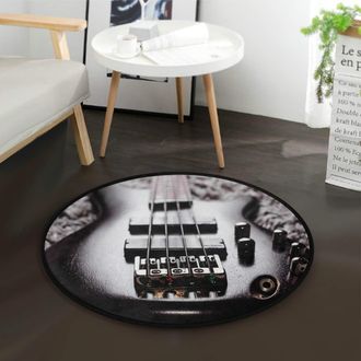 Mnsruu Teppich, für E-Bass, E-Gitarre, Vintage, rund, 92 cm Durchmesser