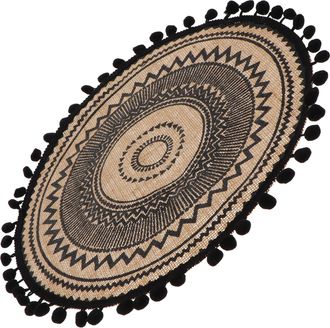 Hemobllo Tischset Jute Runde Isoliermatte Handgewebt Baumwolle Leinen Platzset f&uuml;r Restaurant und Fotografie Dekorative Unterlage f&uuml;r Teller und Tassen 1 St&uuml;ck