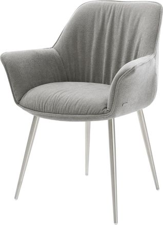 DELIFE Polsterstuhl Keila-Flex mit Armlehnen 4-Fu&szlig; konisch Edelstahl Strukturstoff Soft Grau