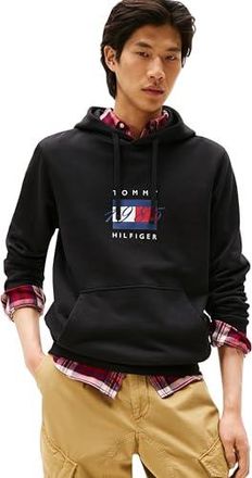 Tommy Hilfiger Sweat &agrave; Capuche Homme Linear Flag Graphic en Coton, Noir (Black), XXXL