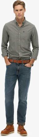 Superdry Chemise Oxford de qualit&eacute; sup&eacute;rieure &agrave; micro-carreaux - Anthracite chin&eacute;-Gris