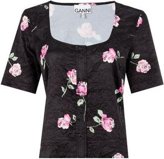 Ganni Top en satin froiss&eacute;