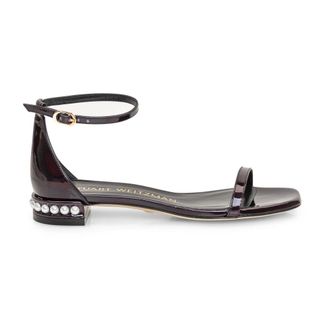 Stuart Weitzman Femme, Chaussures, Noir, Taille: 36 EU Nudistcurve Pearl Flat Sandal