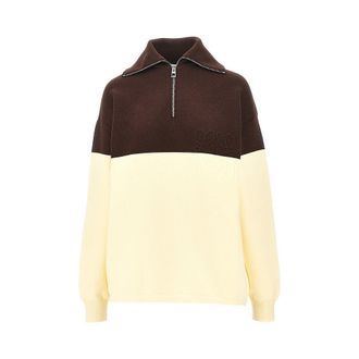 Loewe Two-tone cotton quarter zip sweater Woman XS