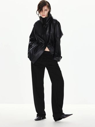 Mango Pantalon doit &agrave; rayures avec pli marqu&eacute; noir - Femme - 34 - MANGO