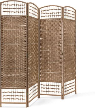 Relaxdays Paravent H x B x T: 179 x 180 x 2 cm faltbarer Raumteiler und Spanische Wand mit Streben aus Bambus als Sichtschutz bestehend aus 4 Elementen als blic