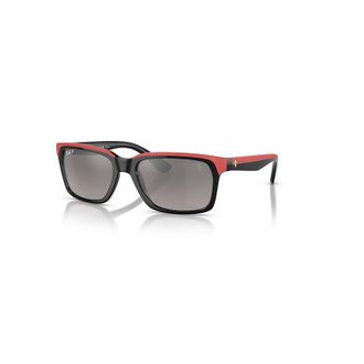 Ray-Ban Rb4393m Scuderia Ferrari Collection Sonnenbrillen Schwarz Auf Rot Fassung Grau Glas Polarisiert 56-18