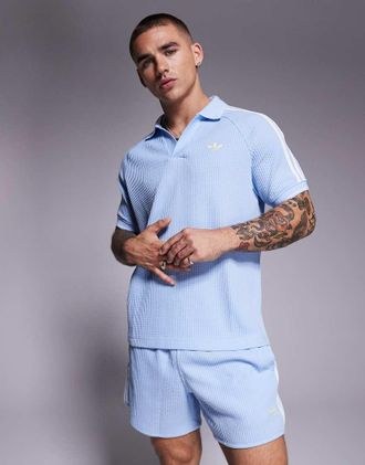 adidas Originals Polo gaufr&eacute; - Bleu