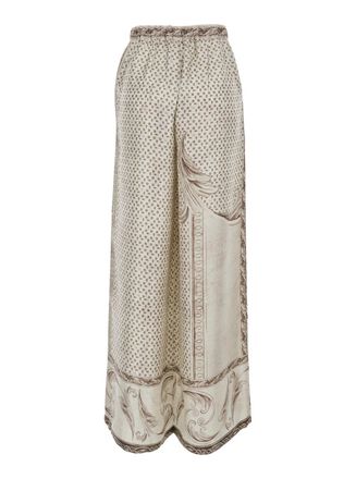 Max Mara Womens Pants Rive Beige Silk Trousers