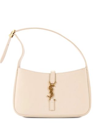 Saint Laurent sac port&eacute; &eacute;paule &agrave; plaque logo - Tons neutres