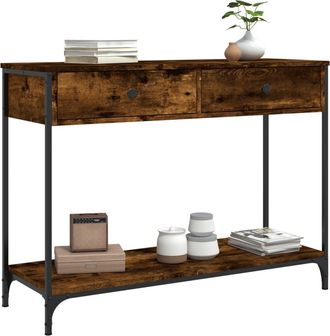 Generic Konsolentisch Verstellbarer, Holzwerkstoff, Konsolentisch f&uuml;r Wohnzimmer, Industrial Design, platzsparend f&uuml;r schmale R&auml;ume, gepr&auml;gte Oberfl&auml;che (Schw