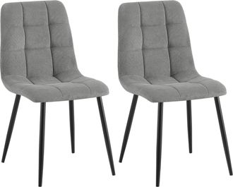 Clp 2er Set Esszimmerstuhl Tilde, Küchenstühle gepolstert mit gestepptem Bezug, Polsterstühle mit Metallgestell, bis 150 kg belastbar, Farbe:grau, Materia