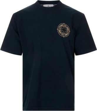 Stone Island Homme, Tops, Bleu, Taille: S Cotton Jersey T-shirt