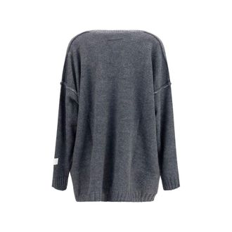 Maison Margiela Womens Gray Marabou Sweatshirt Clothing