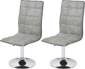 Mendler 2er-Set Esszimmerstuhl HWC-C41, Stuhl K&uuml;chenstuhl, h&ouml;henverstellbar drehbar, Stoff/Textil FSC - Vintage betongrau